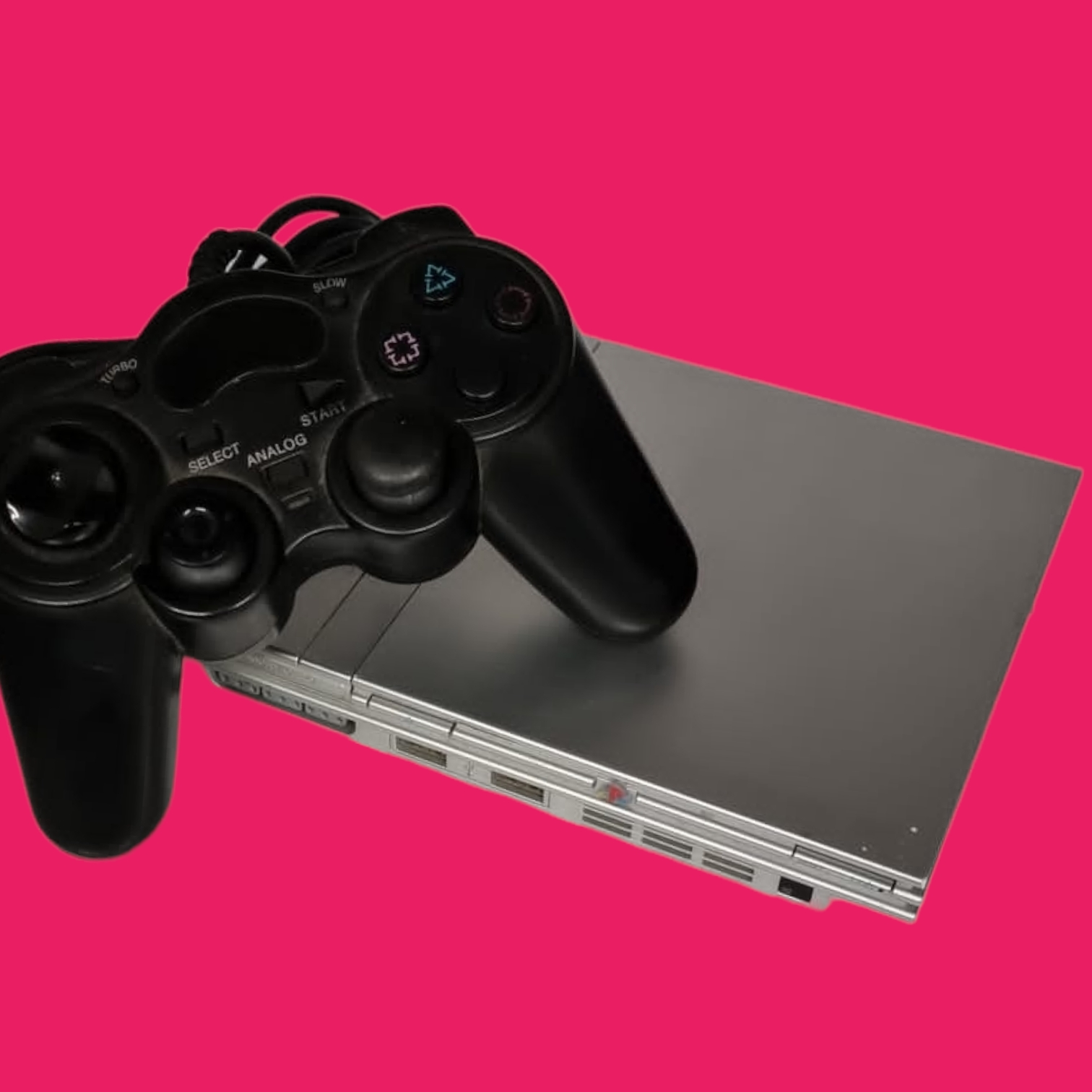 VIDEOCONSOLA PS2 SLIM PLATEADA CON MANDO NO ORIGINAL NEGRO Y CABLEADO ...